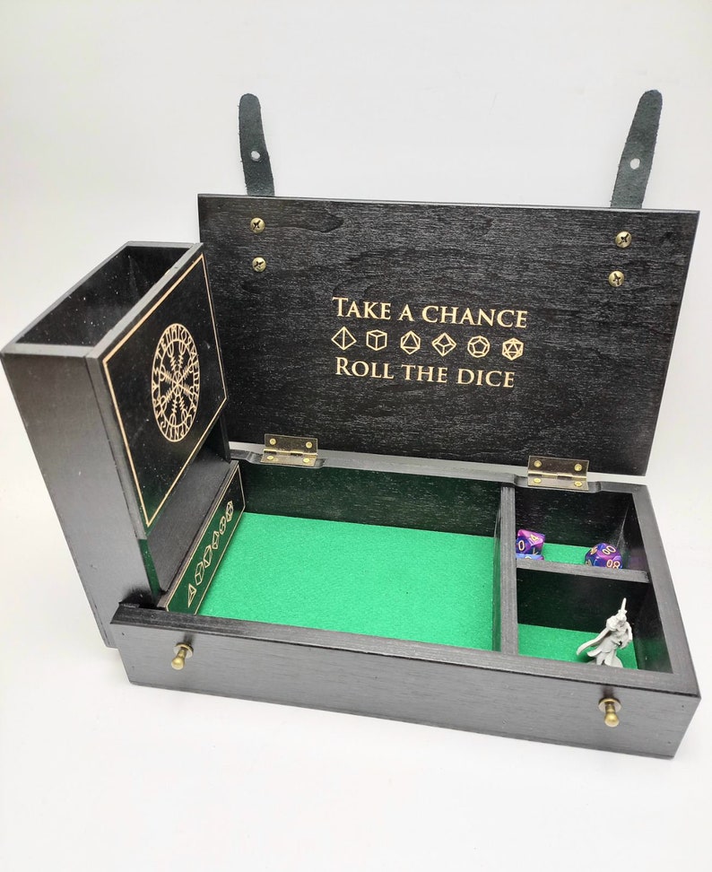 Celtic Dragon Dnd Dungion and Dragons RPG Triforce Set Wooden Dice Tray ...