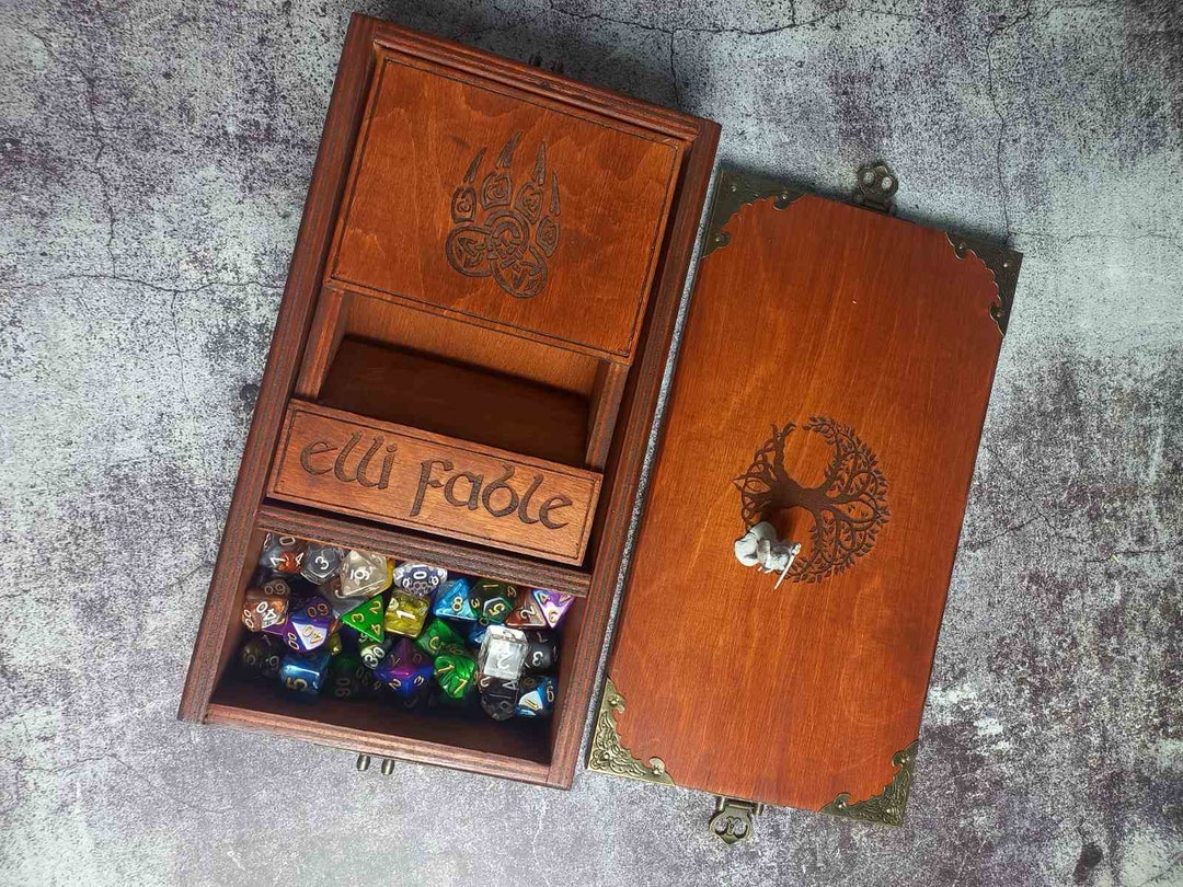 Dice Box DND and MAHAGON Color Zelda Triforce Set Wooden Dice Tray and ...
