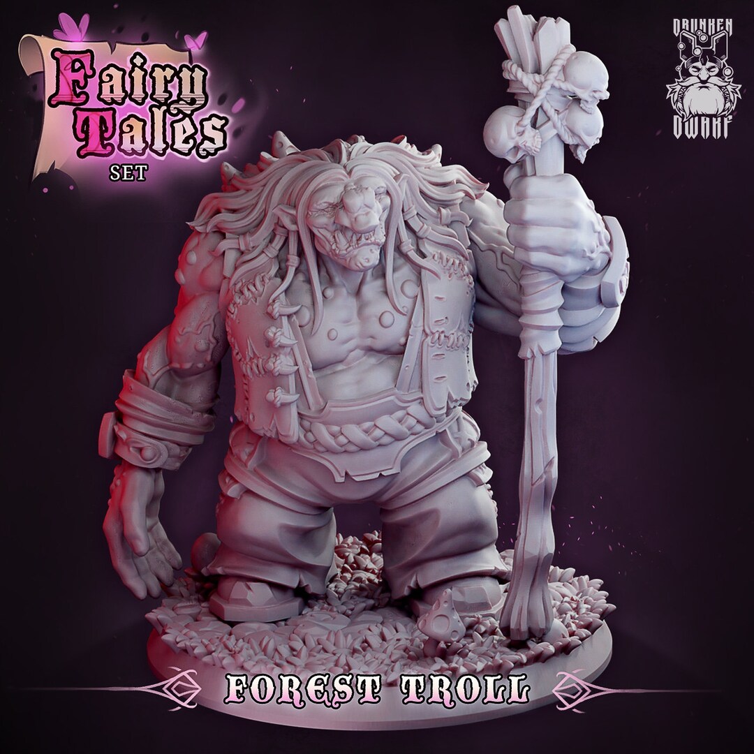 Drunken Dwarf: Forest Troll Under the Bridge Miniature for Dungeons and ...