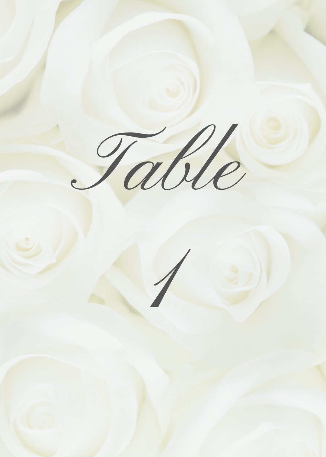 Classic White Rose Table Numbers - Etsy