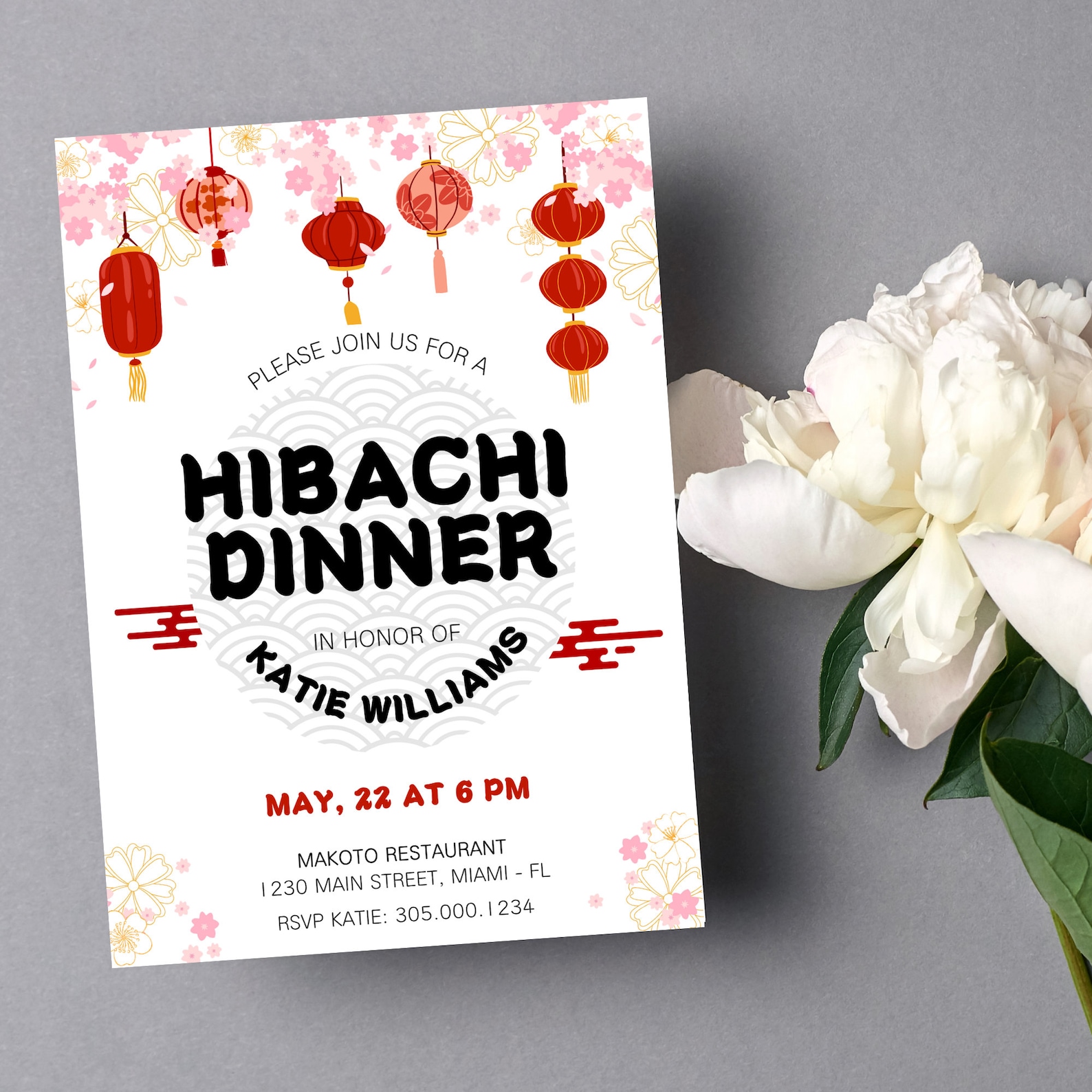 Hibachi Dinner Celebration Invitation Japanese Restaurant Theme Party ...