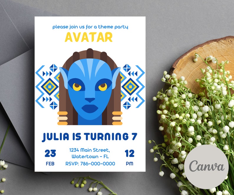 Avatar Movie Birthday Invitation Template | Avatar Party - Editable ...