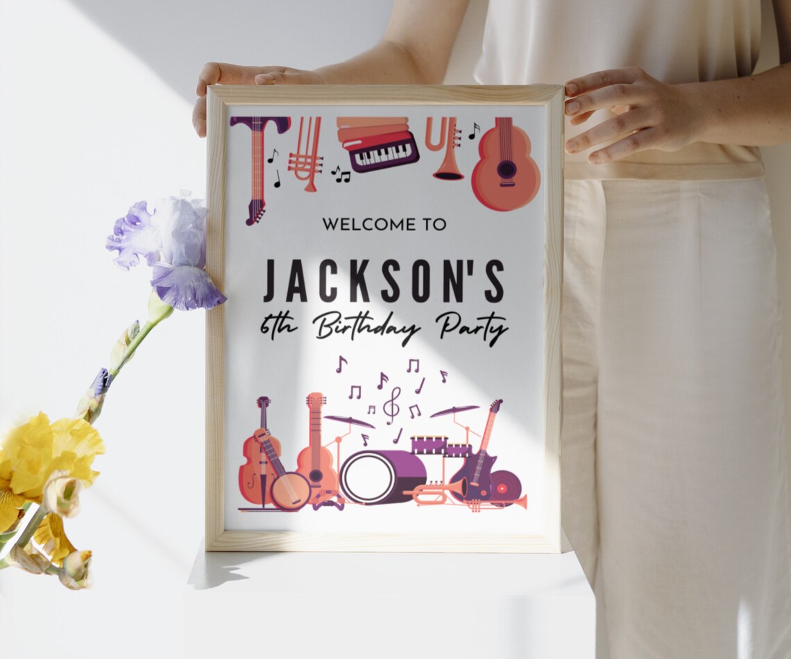 Musical Instruments Welcome Party Sign Editable Canva Template Music ...