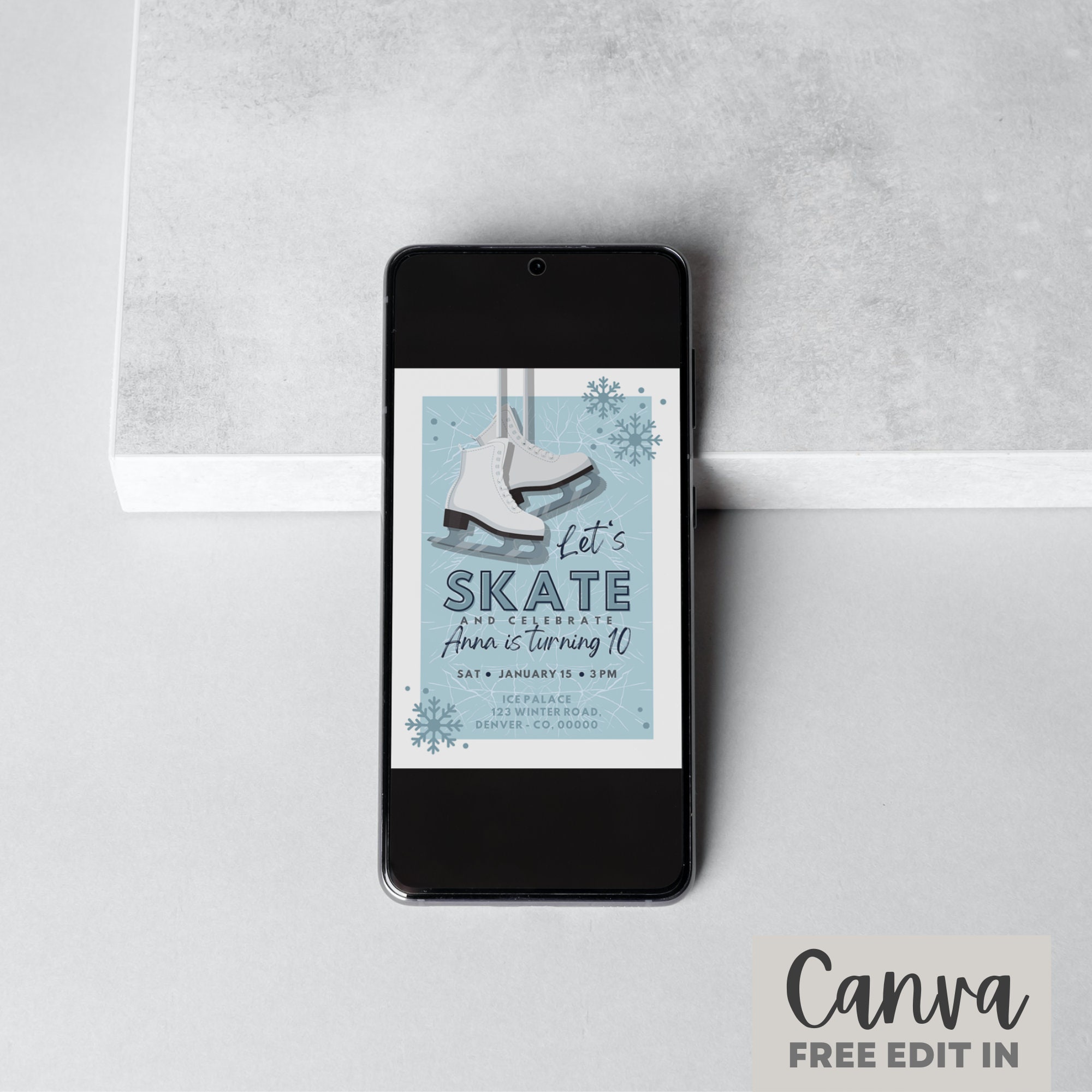 Ice Skating Birthday Invitation Figure Skating Winter Party Editable ...