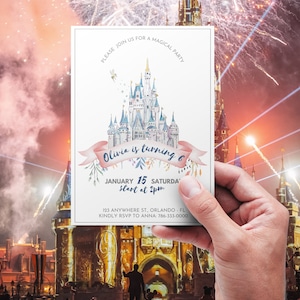 Princess Castle Birthday Invitation Magical Kingdom Kids Party ...