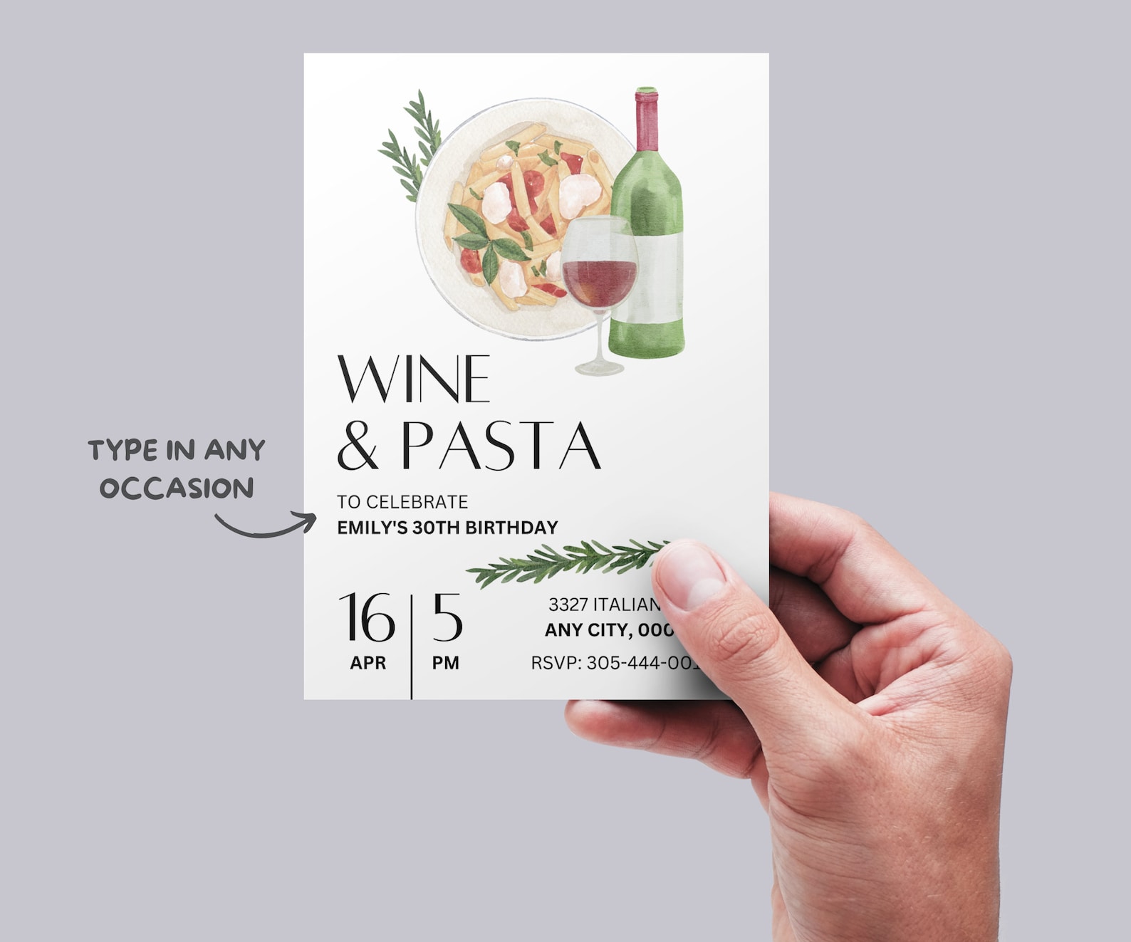 Pasta and Wine Birthday Party Invitation | Italian Dinner Housewarming ...