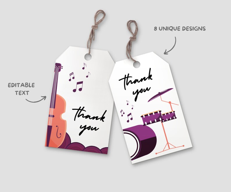 Musical Instruments Thank You Tags Editable Canva Template Music Theme ...