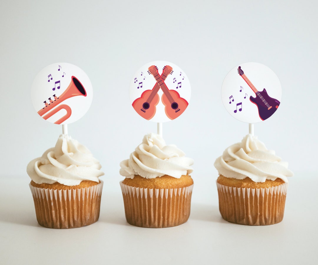 Musical Instruments Cupcake Toppers Birthday Party Music Theme ...