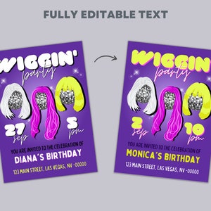 Wig Party Invitation Template | Girls Night Wigging Out | Costume Party ...