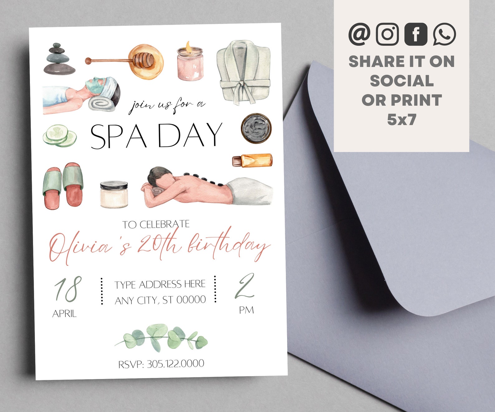 Spa Day Invitation | Birthday or Bachelorette Spa Party Invite ...