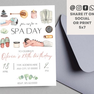 Spa Day Invitation | Birthday or Bachelorette Spa Party Invite ...