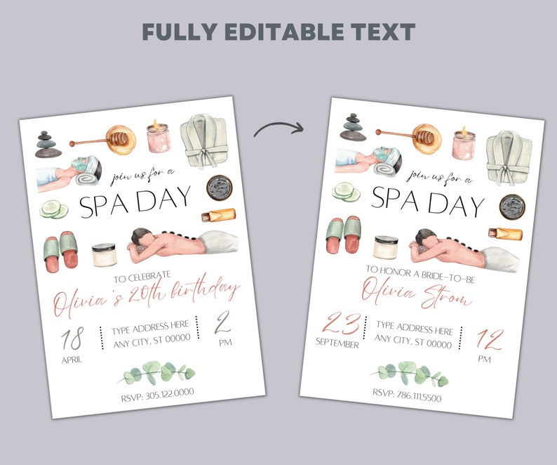 Spa Day Invitation | Birthday or Bachelorette Spa Party Invite ...
