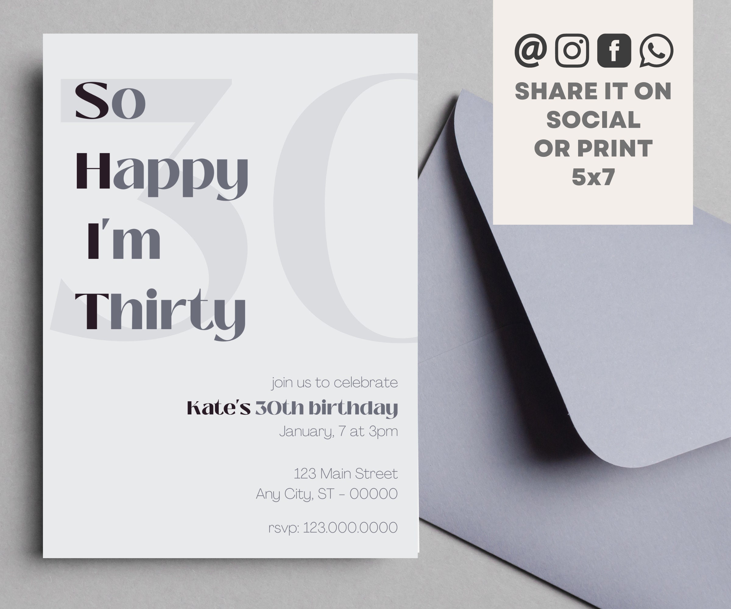 Dirty 30th Birthday Invitation Template so Happy I Am Thirty Card ...
