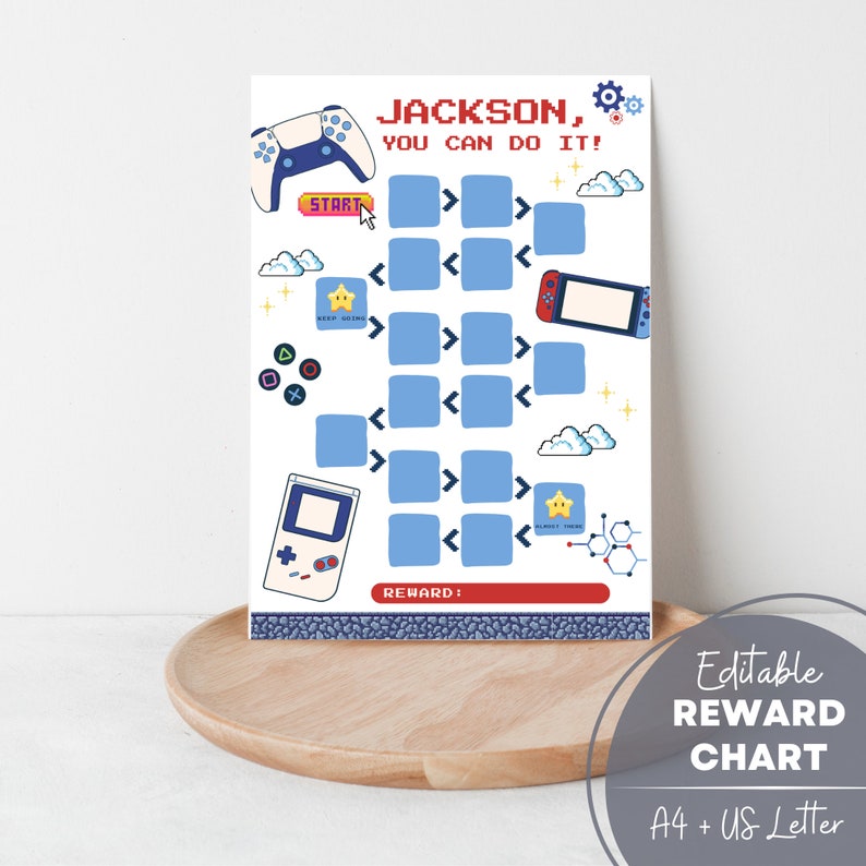 Gamer Reward Chart Kids Behavior Chart Daily Chore Video Game Chart ...