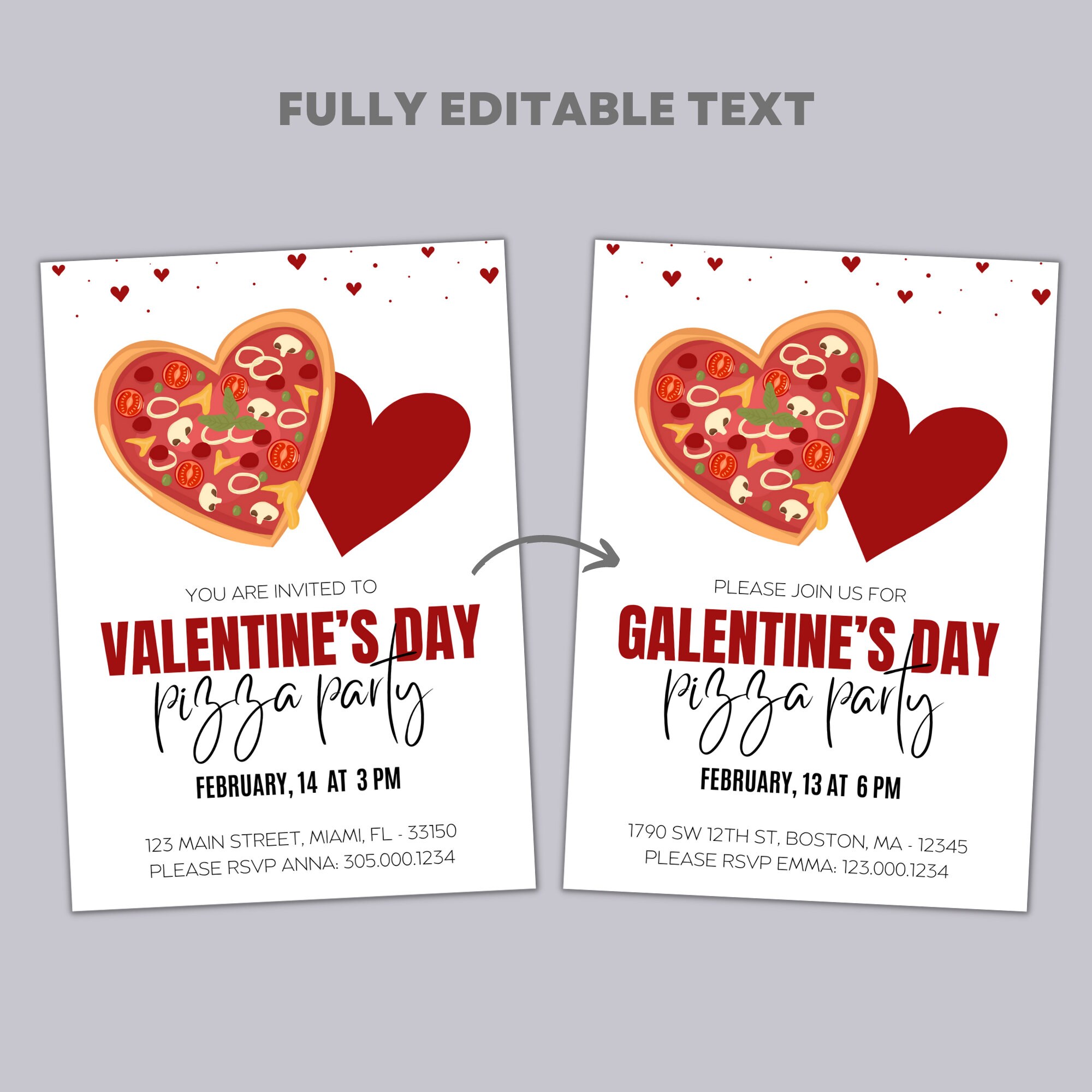 Valentine's Day Pizza Party Invitation Galentine's Day Invite ...
