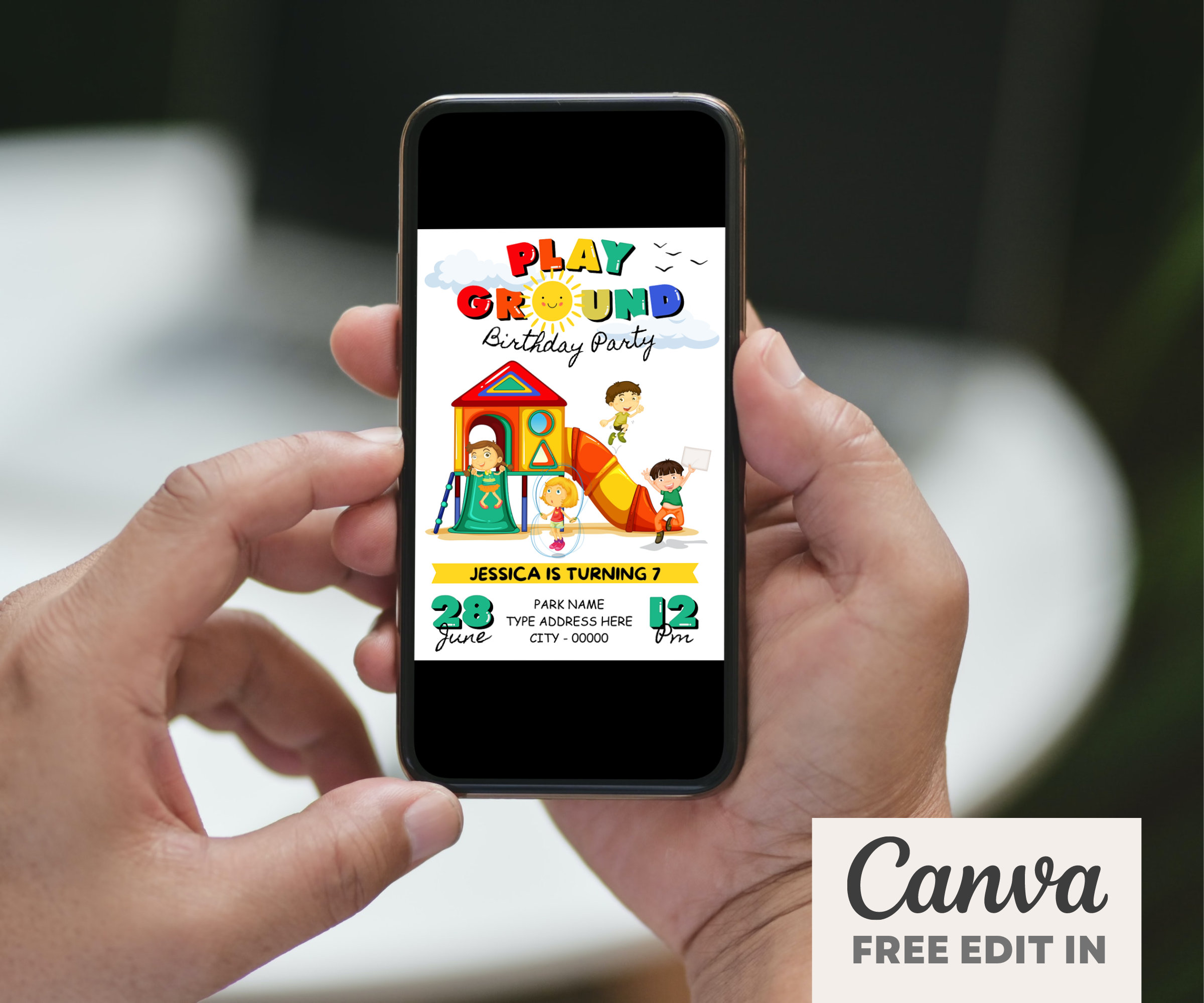 Playground Invitation Template | Party at the Park Invite | Printable ...