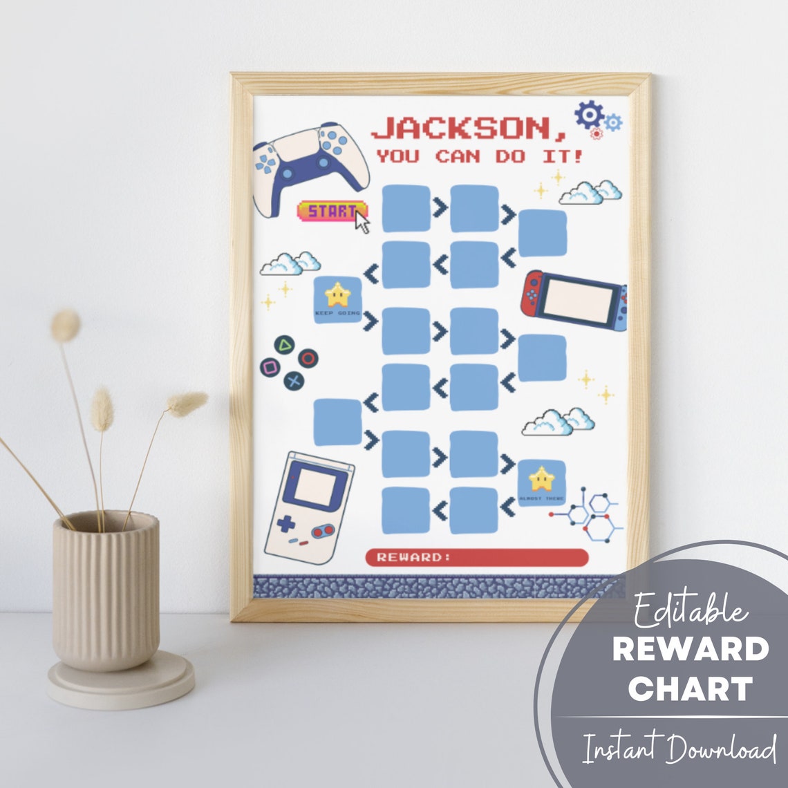 Gamer Reward Chart Kids Behavior Chart Daily Chore Video Game Chart ...