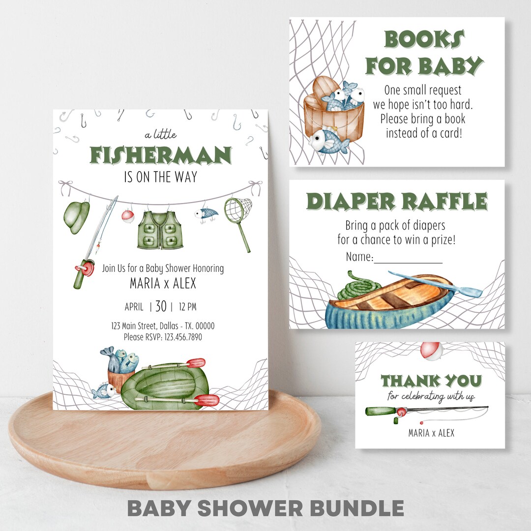 Fishing Baby Shower Invitation Bundle: Fisherman Theme (printable ...