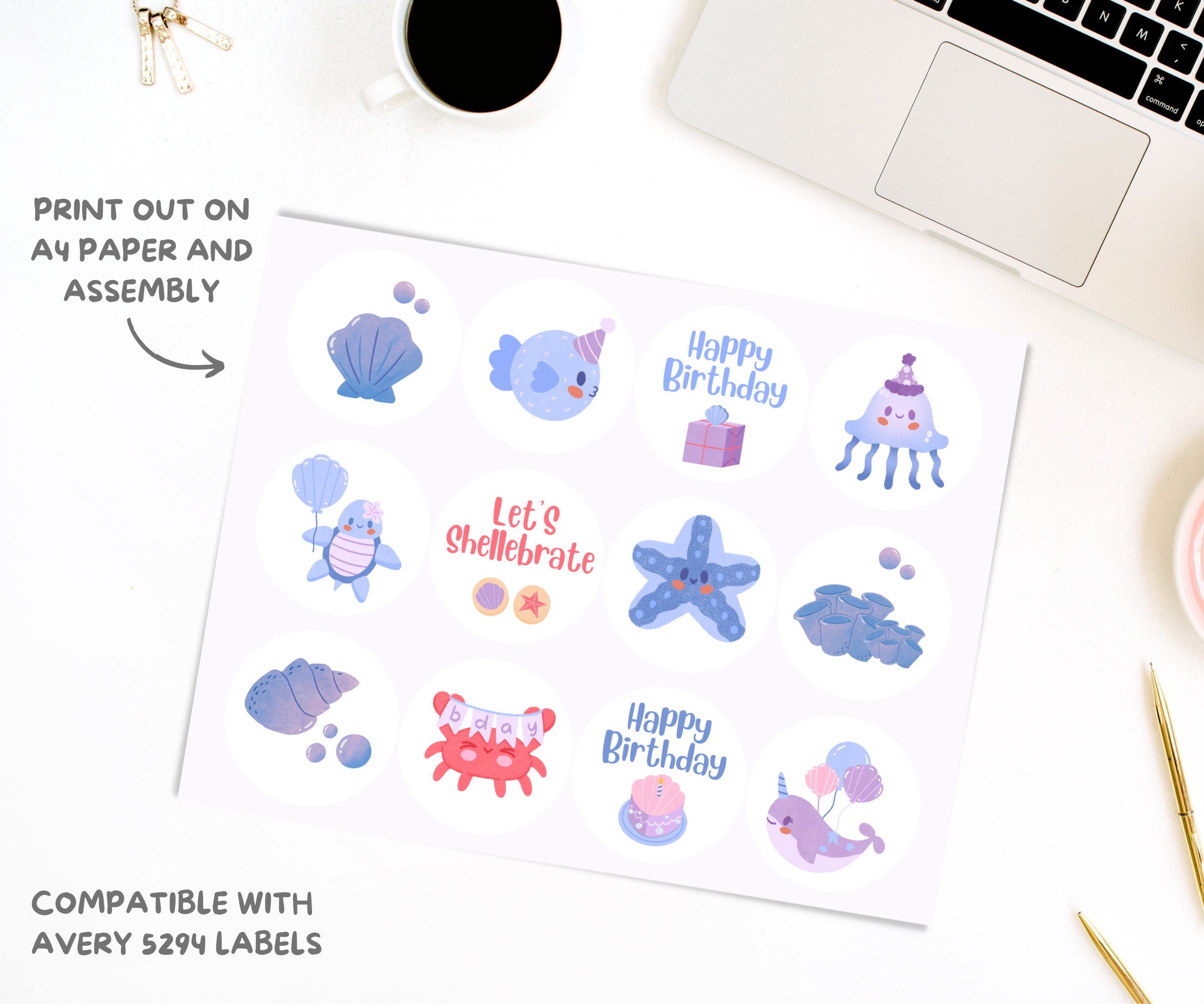 Sea Creatures Cupcake Toppers Birthday Party Ocean Theme Printable ...