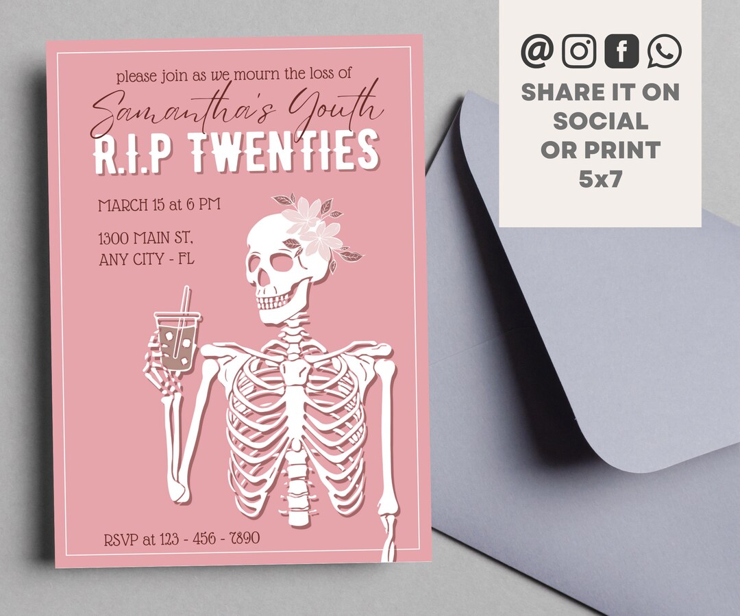 RIP Twenties Birthday Invitation: Editable 30th Invite (canva Template ...