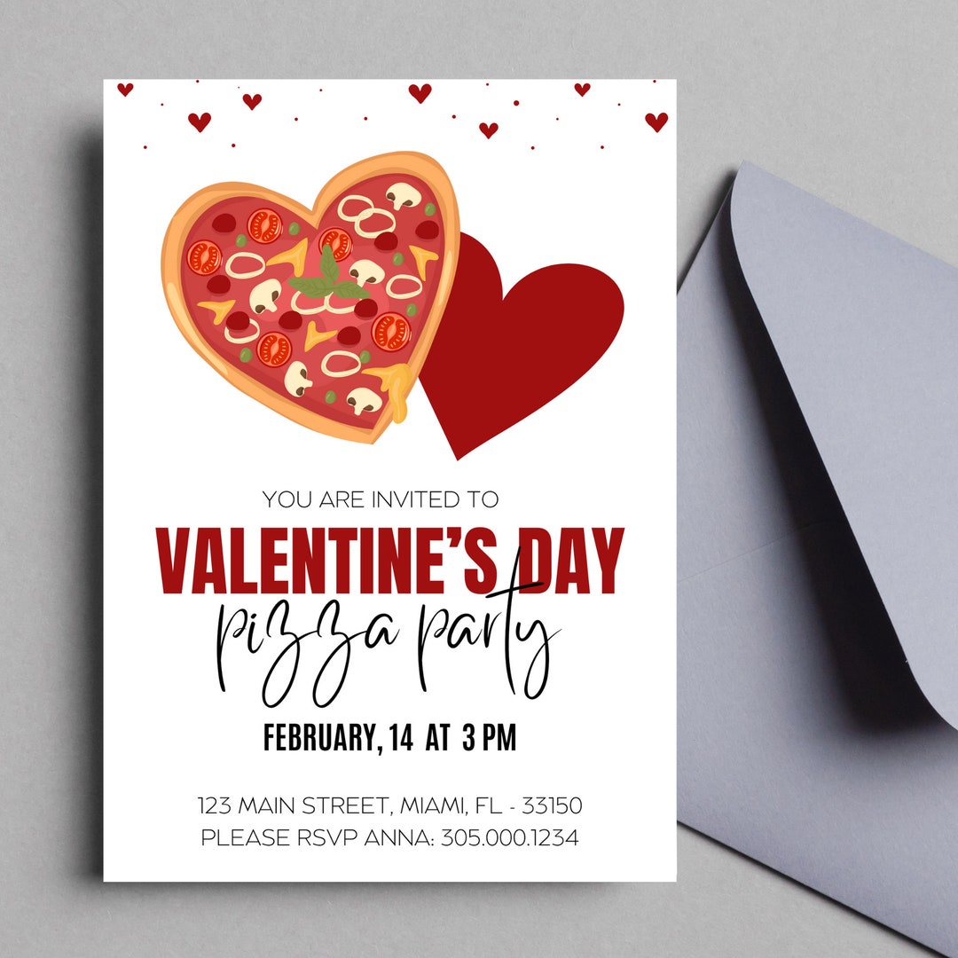 Valentine's Day Pizza Party Invitation Galentine's Day Invite ...
