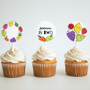 TUTTI-FRUTTI Cupcake Toppers Birthday Party Fruits Theme Printable ...