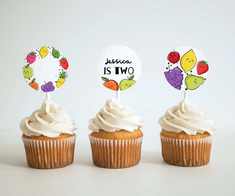 TUTTI-FRUTTI Cupcake Toppers Birthday Party Fruits Theme Printable ...