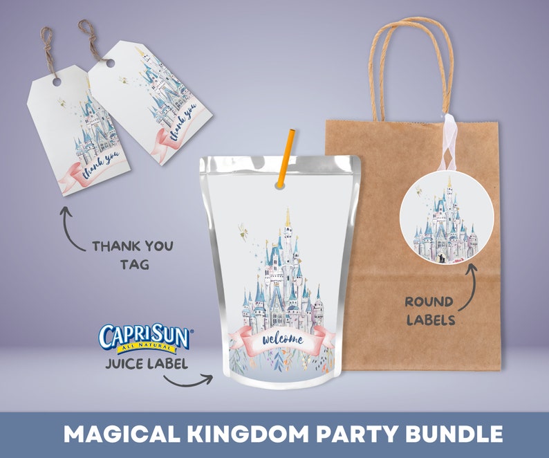 Princess Castle Party Labels: Thank You Tag, Cupcake Topper, Capri Sun ...