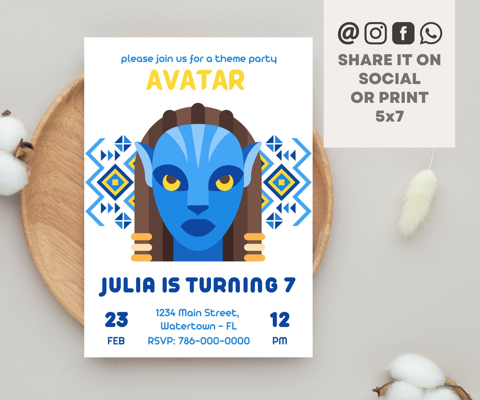 Avatar Movie Birthday Invitation Template | Avatar Party - Editable ...
