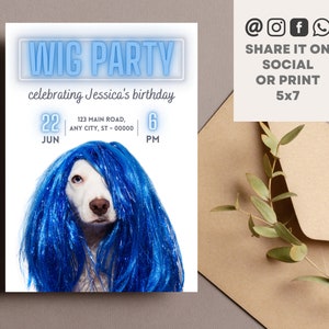 Wig Party Invitation Template: Girls Night Out, Editable Printable ...