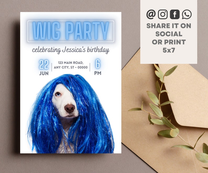 Wig Party Invitation Template: Girls Night Out, Editable Printable ...