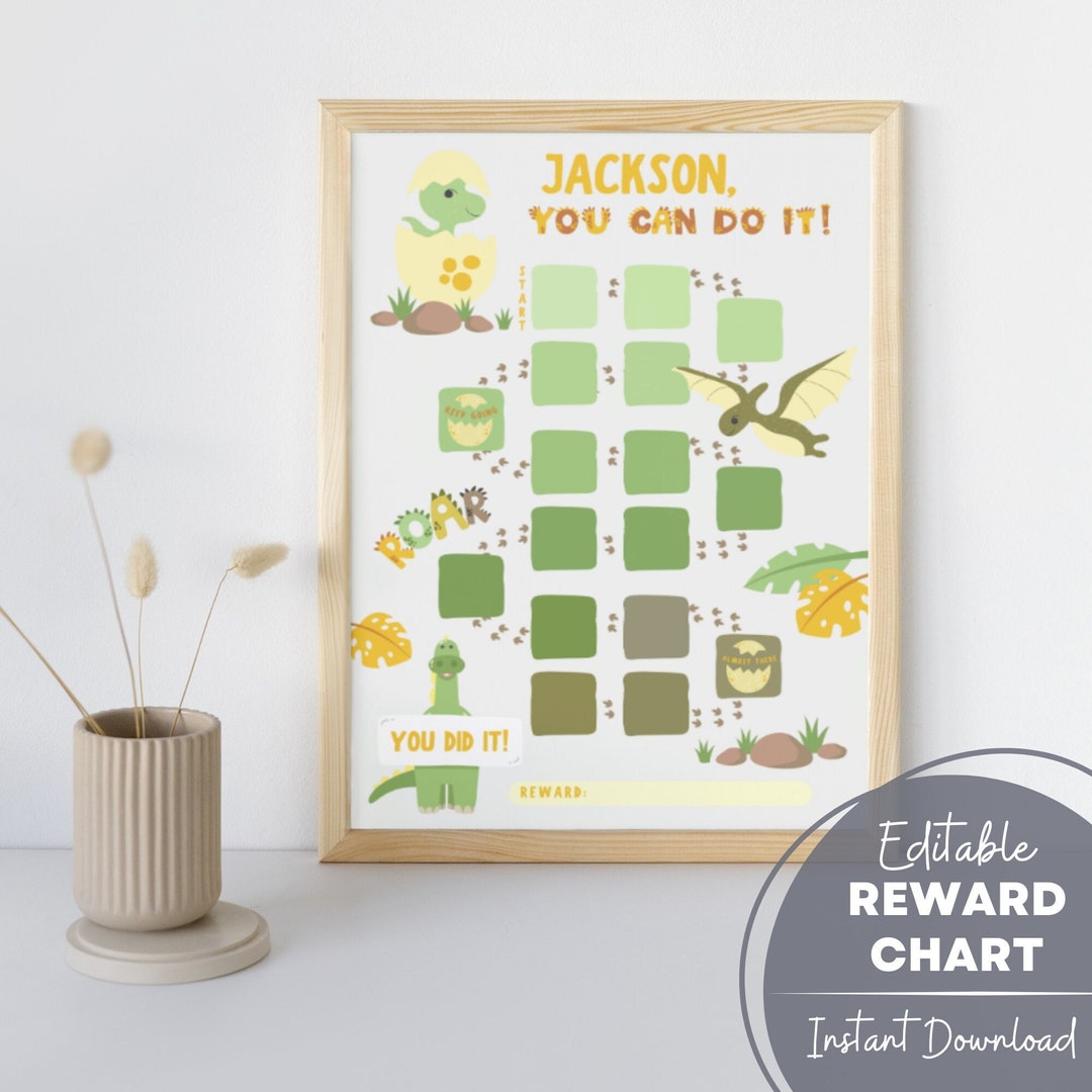Dinosaur Reward Chart Kids Behavior Chart Daily Chore Chart Toddler ...