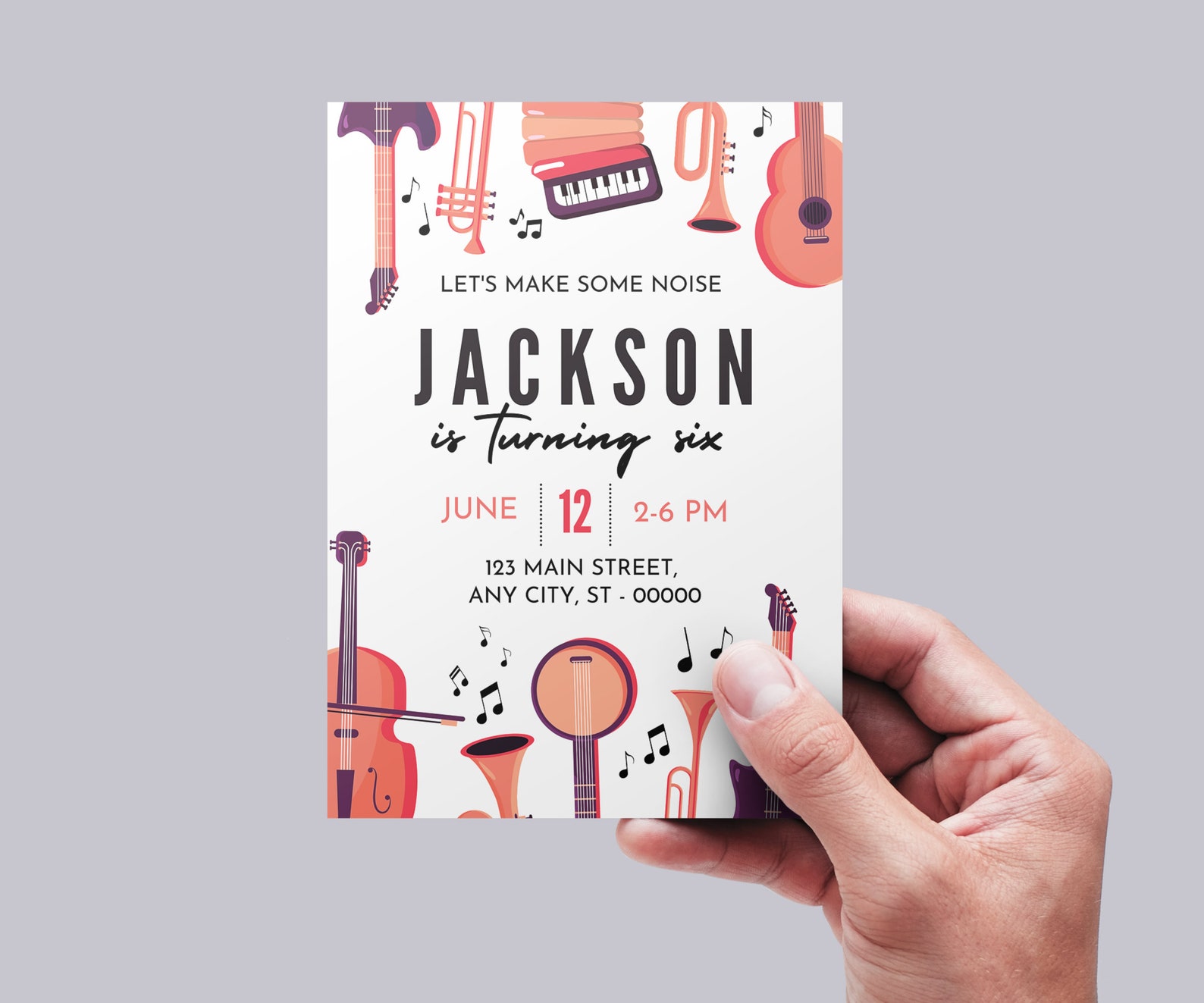 Musical Instruments Birthday Invitation Template Music Party Invite ...