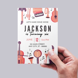 Musical Instruments Birthday Invitation Template | Music Party Invite ...