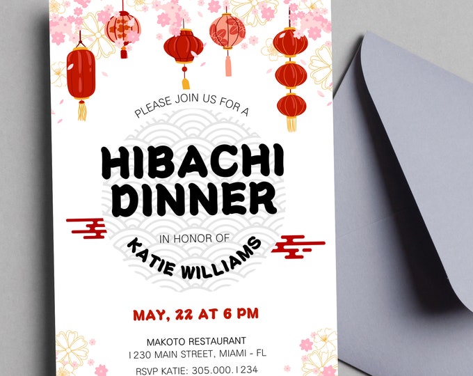 EDITABLE Hibachi Dinner Party Invitation, Party Invite, Chinese ...