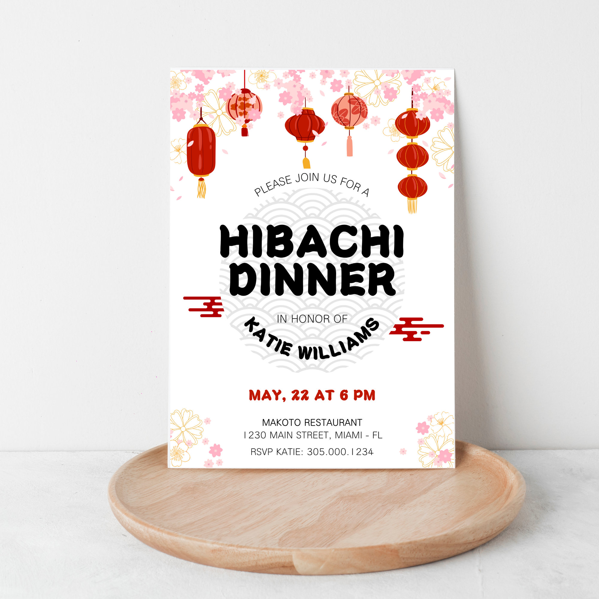 Hibachi Dinner Celebration Invitation Japanese Restaurant Theme Party ...