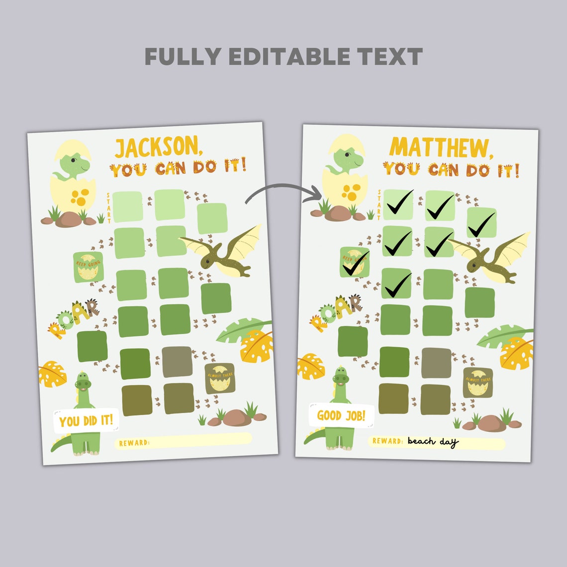 Dinosaur Reward Chart Kids Behavior Chart Daily Chore Chart Toddler ...