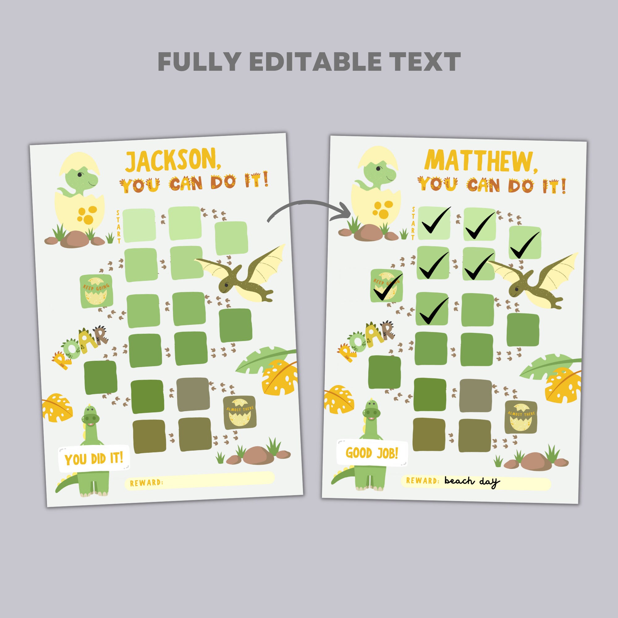 Dinosaur Reward Chart Kids Behavior Chart Daily Chore Chart Toddler ...