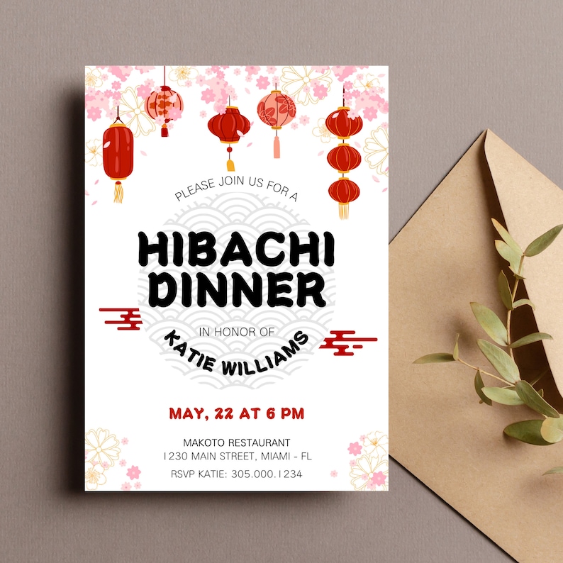Hibachi Dinner Celebration Invitation Japanese Restaurant Theme Party ...
