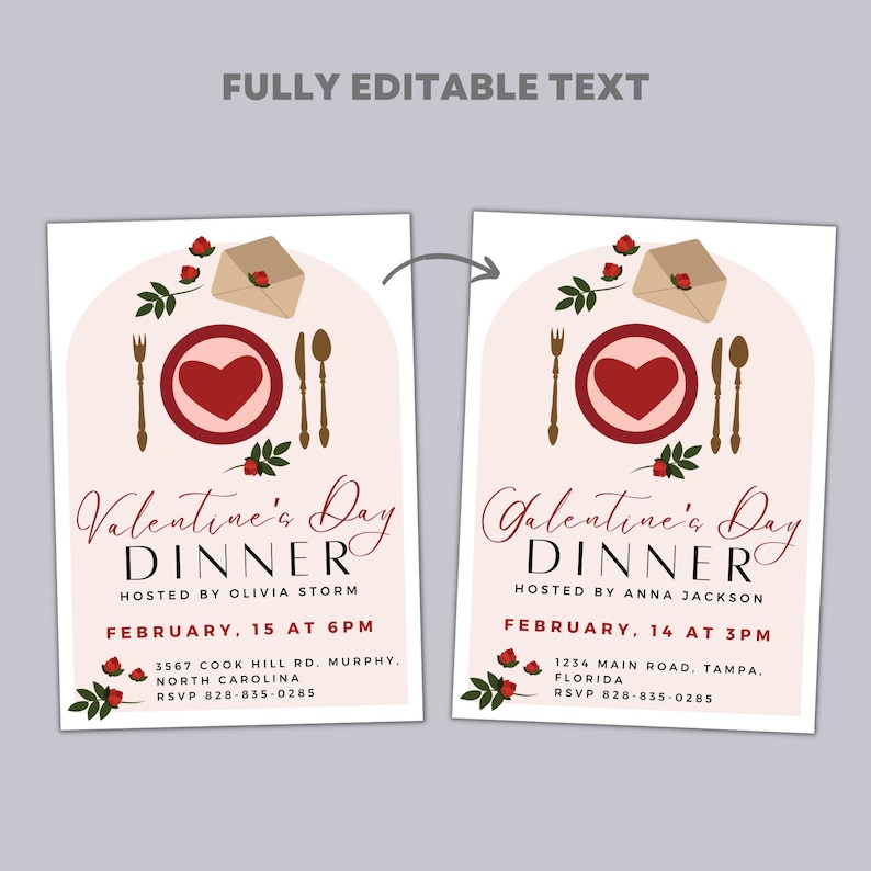 Valentine's Day Dinner Party Invitation Romantic Night Galentine's Day ...