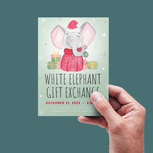 White Elephant Gift Exchange Christmas Party Invitation Secret Santa ...