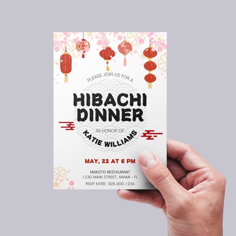 Hibachi Dinner Celebration Invitation Japanese Restaurant Theme Party ...