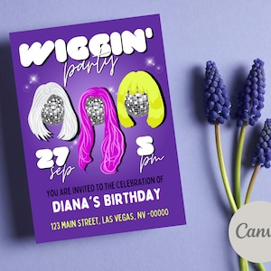 Wig Party Invitation Template | Girls Night Wigging Out | Costume Party ...
