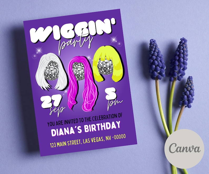 Wig Party Invitation Template Girls Night Wigging Out Costume Party ...