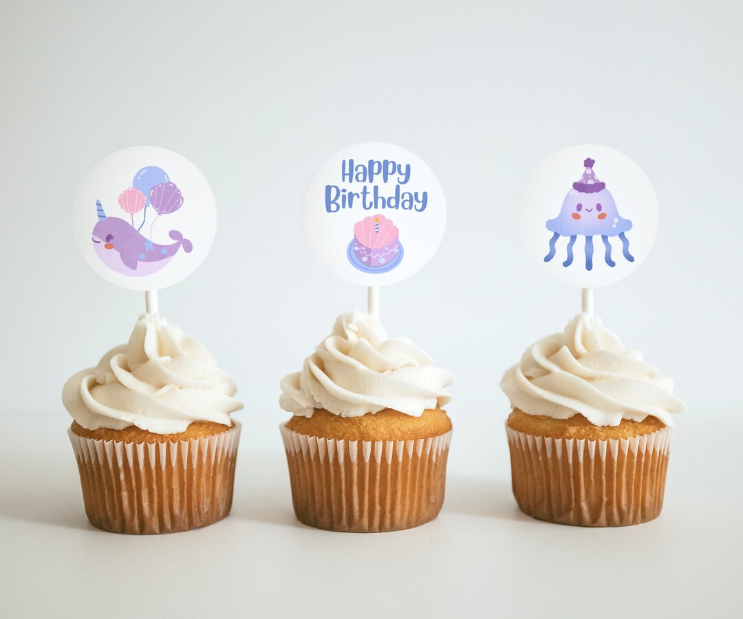 Sea Creatures Cupcake Toppers Birthday Party Ocean Theme Printable ...
