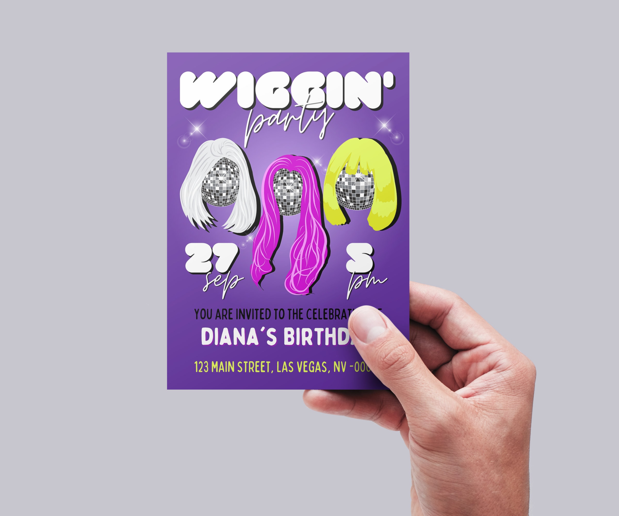 Wig Party Invitation Template: Girls Night Out, Costume Party (editable ...