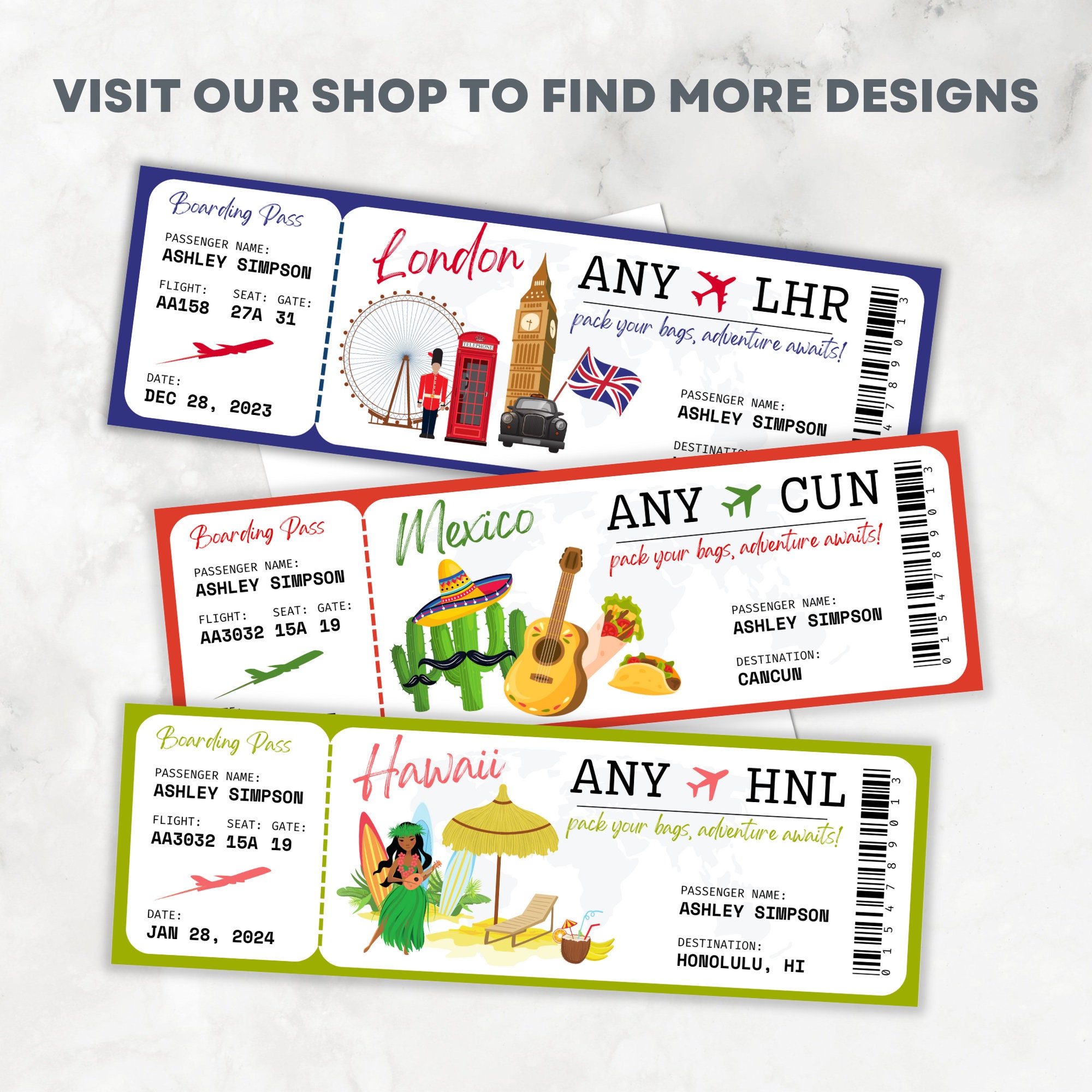Editable and Printable Boarding Pass Japan Surprise Trip Tokyo ...
