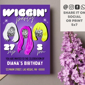 Wig Party Invitation Template | Girls Night Wigging Out | Costume Party ...