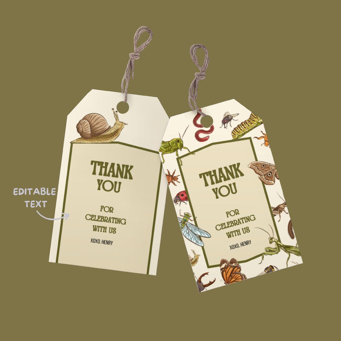 Bugs Thank You Tag Template Insect Kids Party Theme Party Favor ...