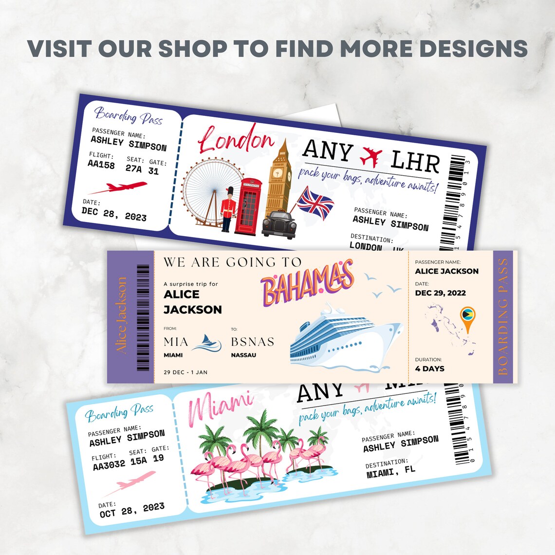 Editable and Printable Boarding Pass Hawaii Surprise Trip Honolulu ...